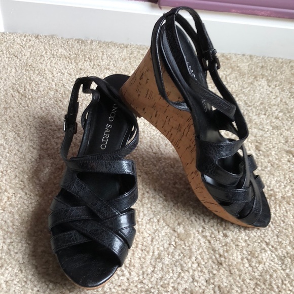 Franco Sarto | Shoes | New Franco Sarto Wick Wedge Sandal Shoe Black ...
